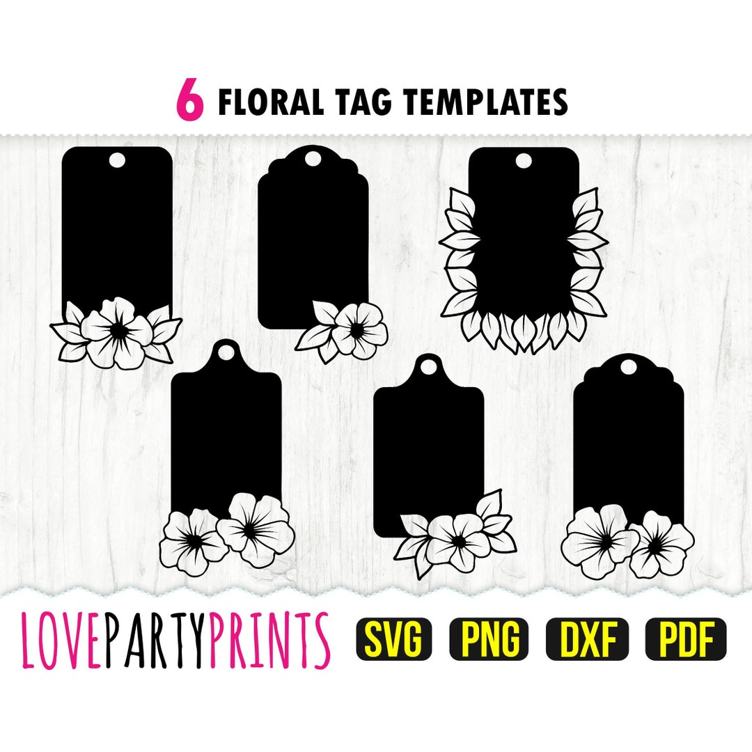 Floral Tags Svg, DXF, PNG, PDF, Tags Cut File, Gift Tag Svg, Wedding ...