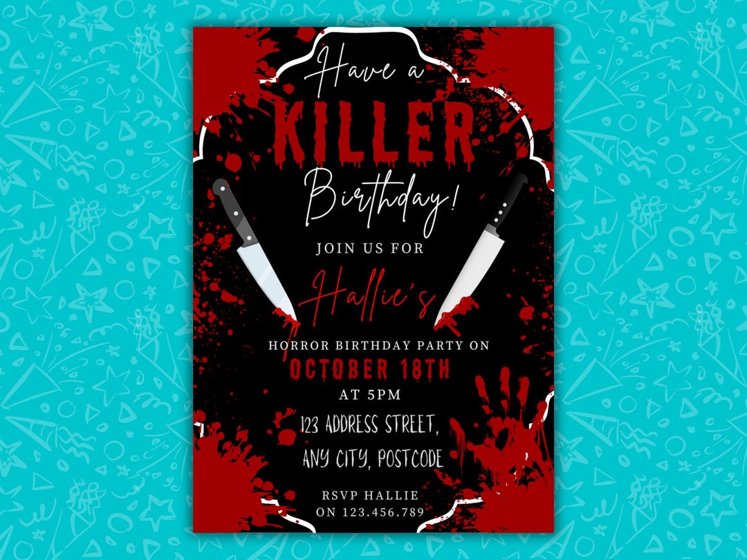 Have A Killer Birthday Invitation, Canva Text Template, 5x7 Inch ...