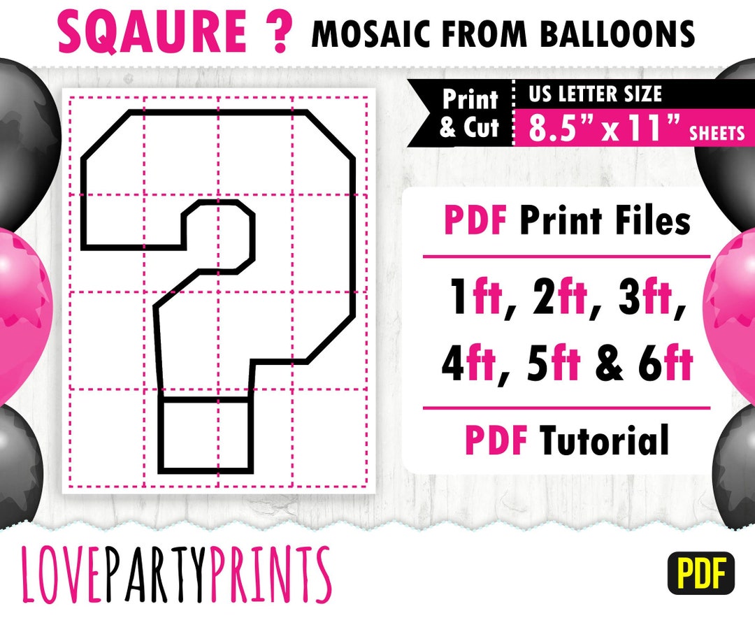 Mosaic Question Mark From Balloons Template PDF 1ft 2ft - Etsy