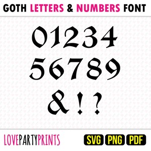 Goth Letters and Numbers SVG, PNG, PDF, Gothic Manuscript Uppercase ...