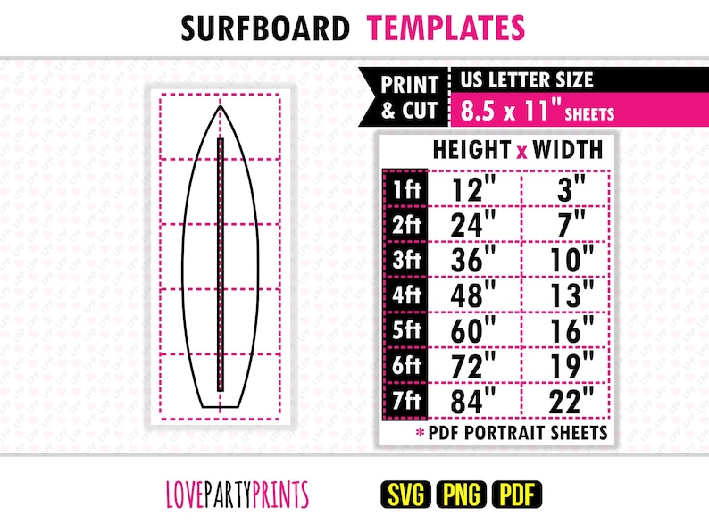 Surfboard Template Large Stencil Print Cut Giant Beach Backdrop Summer ...