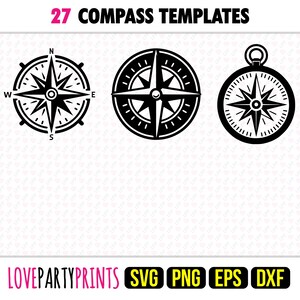Compass SVG Bundle, PNG, EPS, Dxf, Camping Compass, Nautical Compass ...