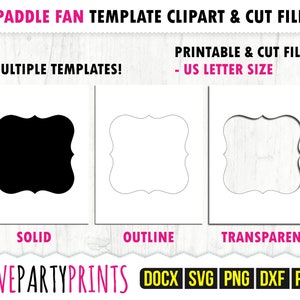 Paddle Fan Template SVG, PDF, Png, Dxf, Blank Fan Template, US Letter 8 ...