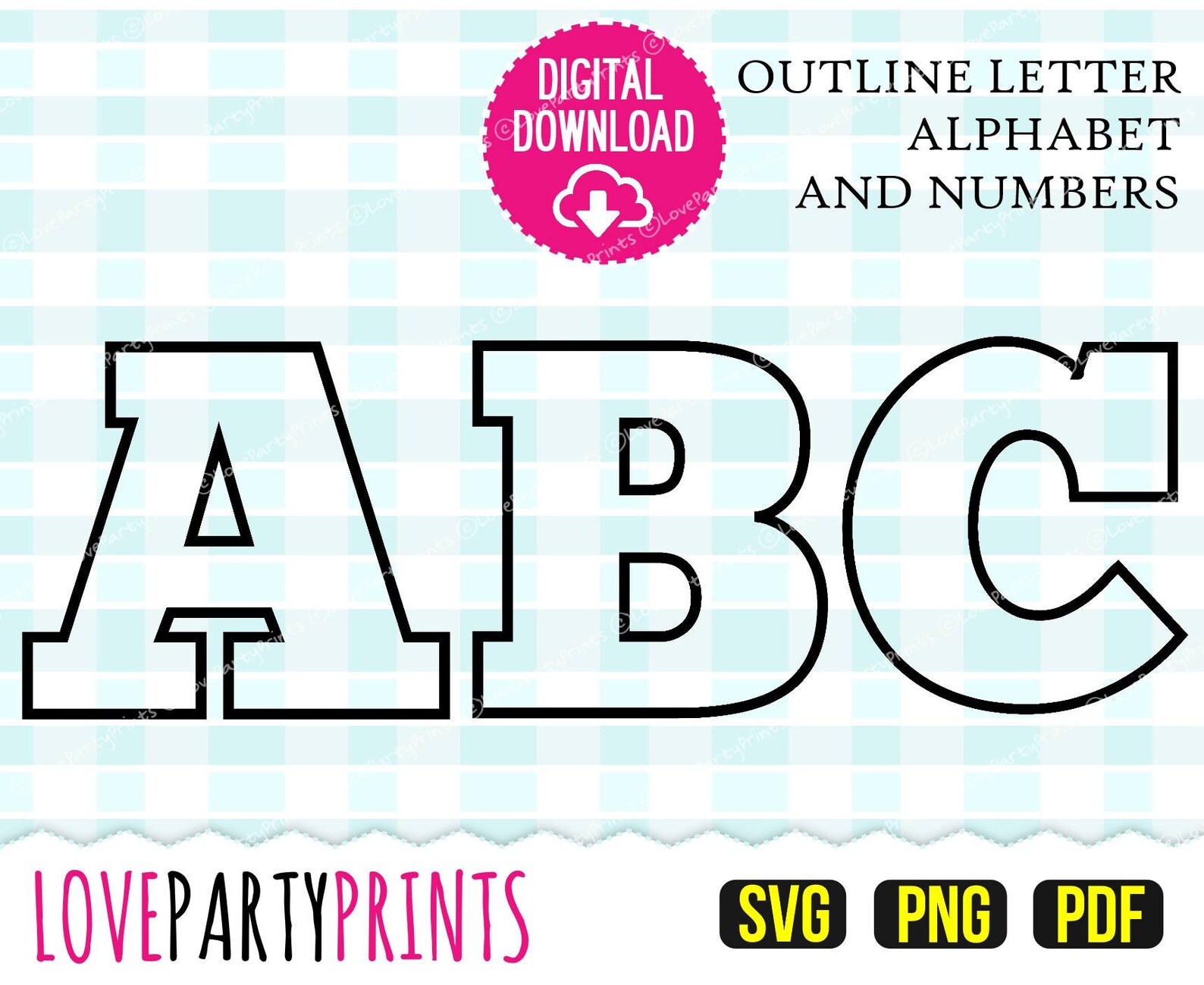 OUTLINE LETTERS and Numbers SVG Png and Pdf Files 300dpi | Etsy UK