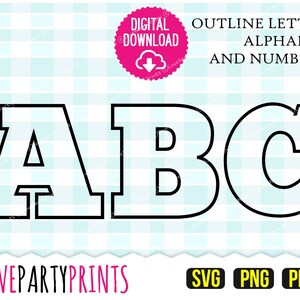 OUTLINE LETTERS and Numbers SVG Png and Pdf Files 300dpi | Etsy UK