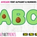 AVOCADO FONT SVG, Png, Pdf, Clipart Font, Avocado Alphabet, Avocado ...