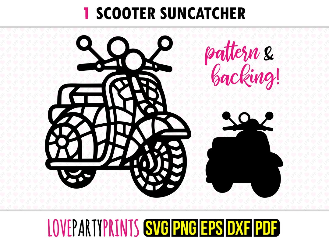 Scooter Suncatcher SVG, Dxf, Png, Pdf, Eps, Moped Window Ornament, Sun ...