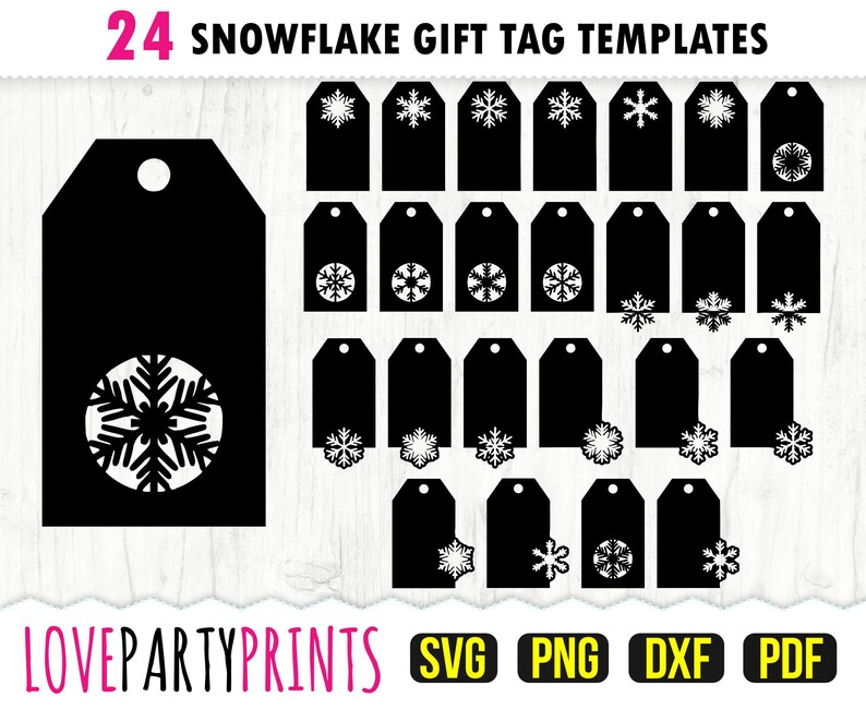 Gift Tag SVG PNG PDF Dxf, Snowflake Gift Tag Svg, Gift Tags Svg ...