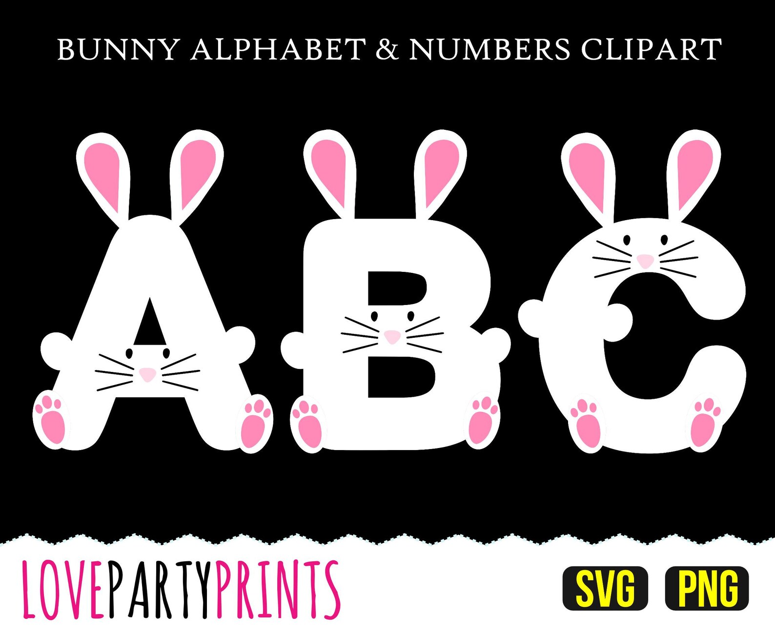 BUNNY FONT SVG and Png Bunny Letters Svg Bunny Numbers Svg | Etsy UK