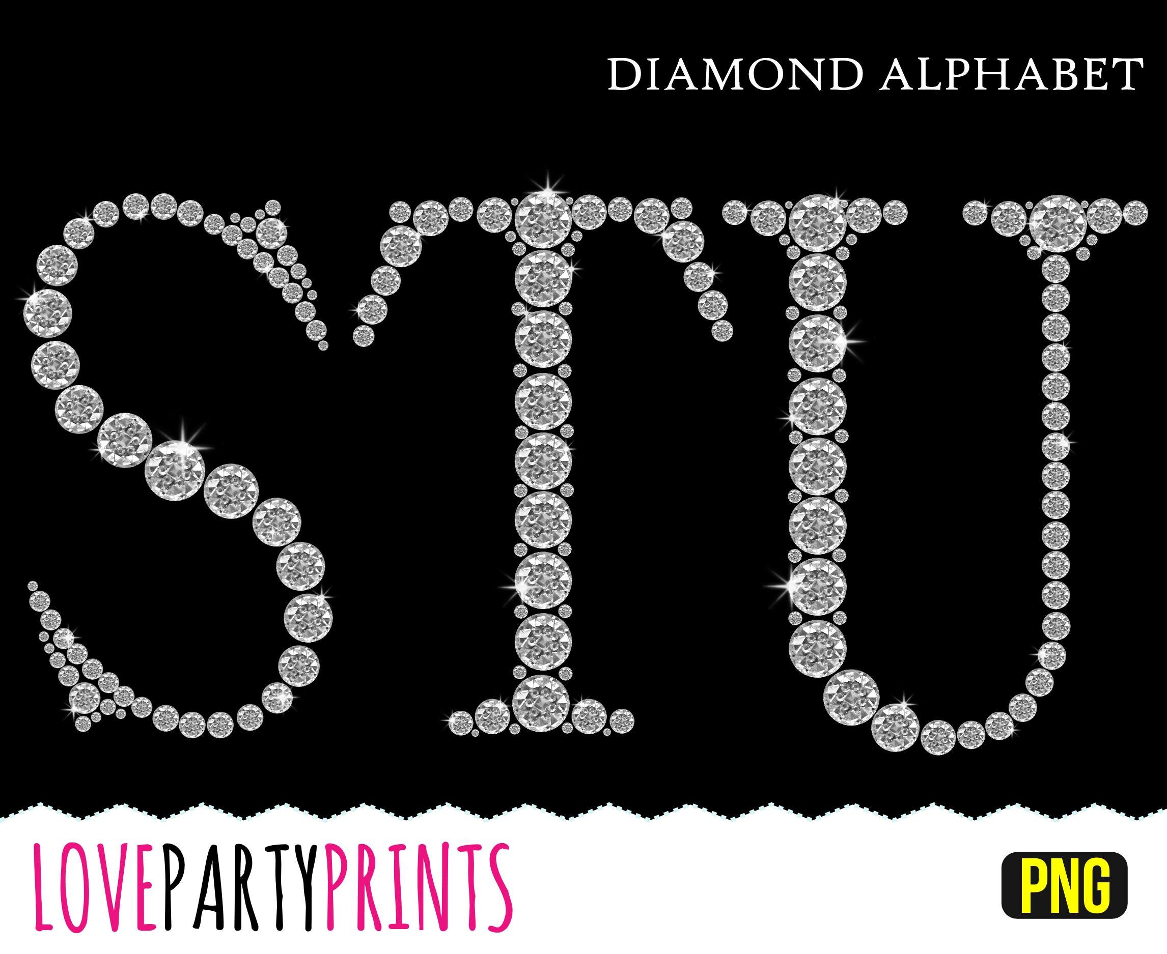 DIAMOND FONT PNG Files Full Diamond Alphabet 300dpi High - Etsy