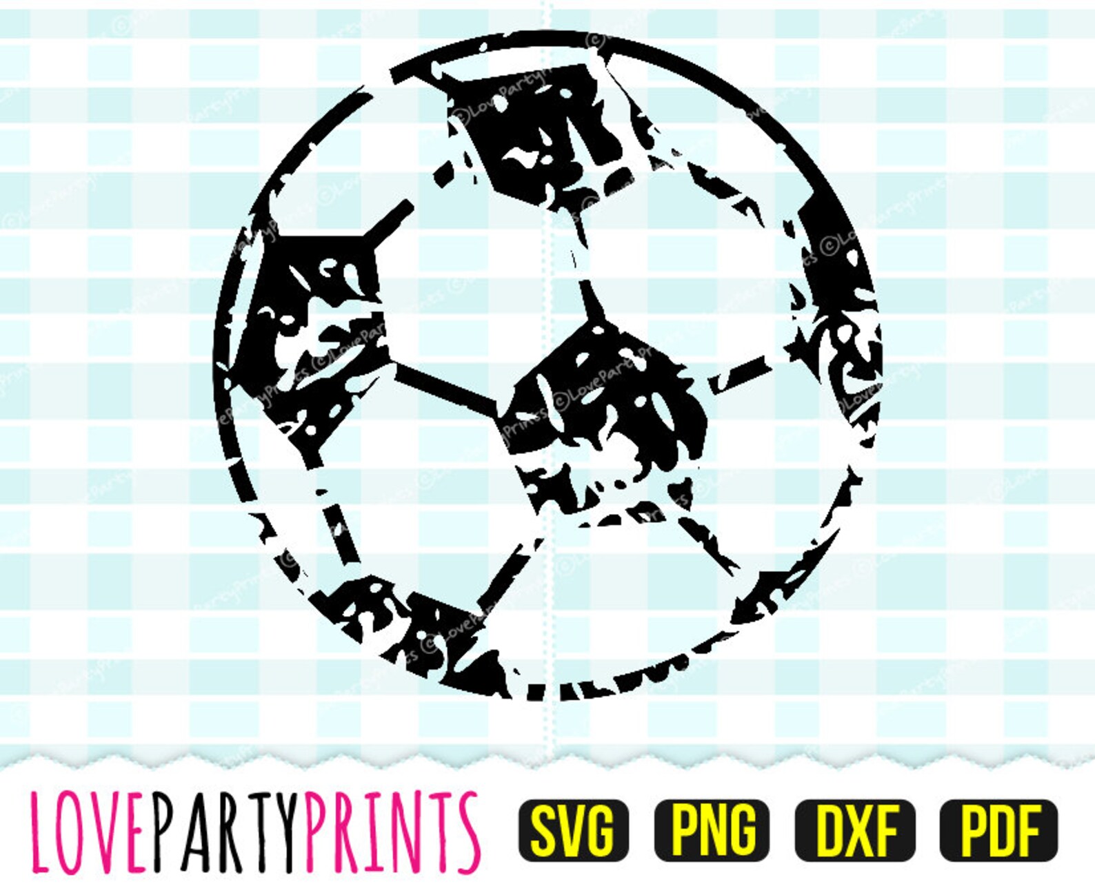 Distressed Soccer Ball Svg DXF PNG PDF Grunge Ball Svg - Etsy