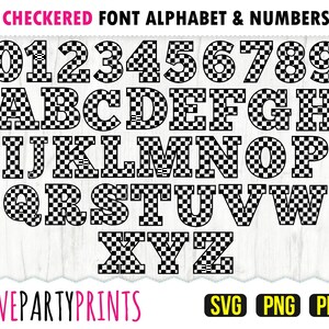 RACING CHECKERED ALPHABET and Numbers Svg, Png and Pdf Files, 300dpi ...