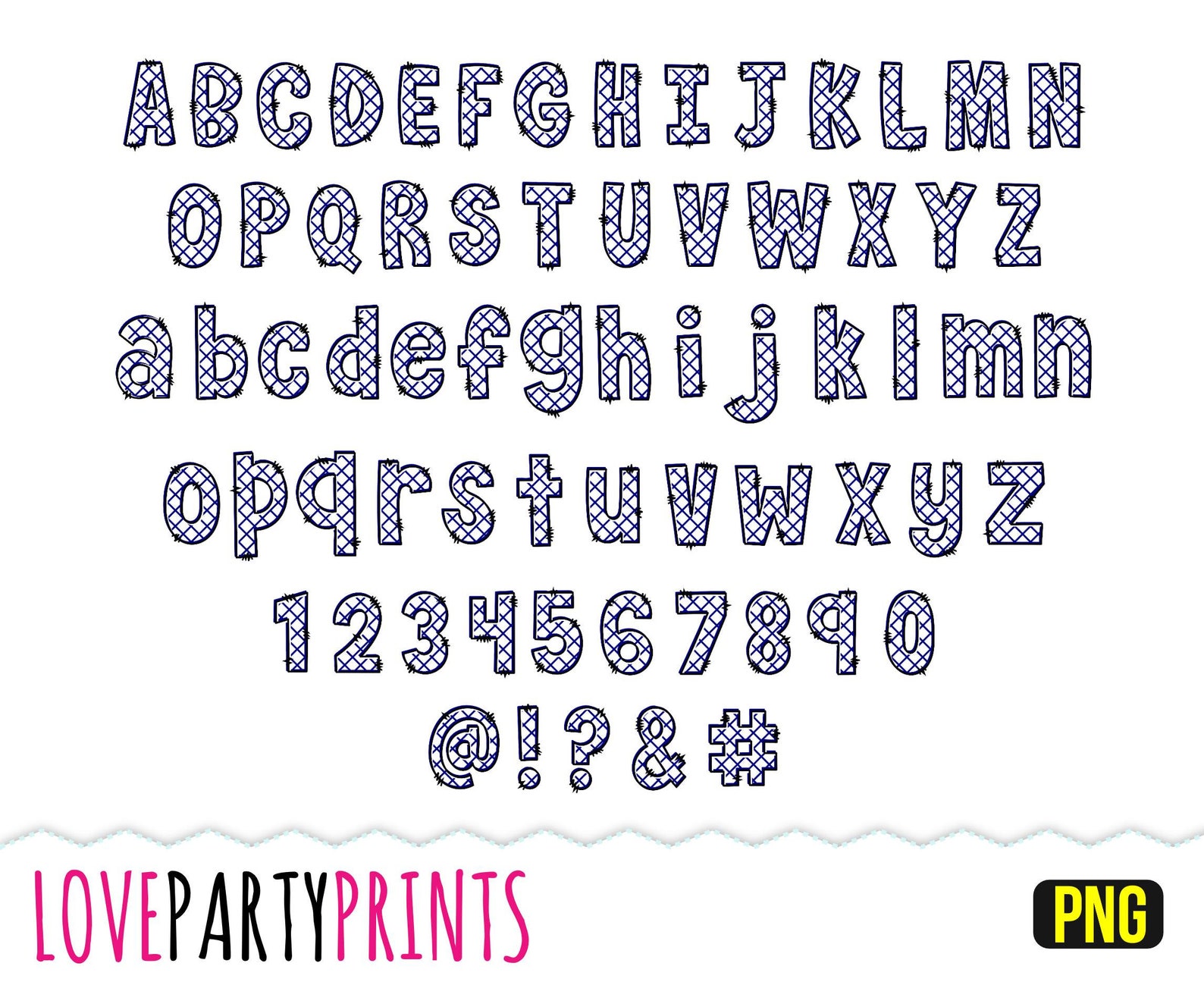 Navy Blue Letters Numbers Doodle Bundle, Uppercase & Lowercase, Royal ...