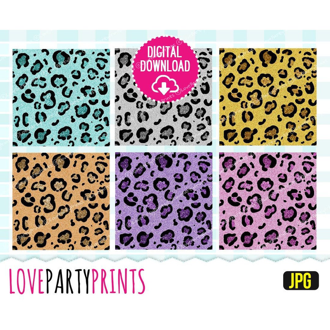 Glitter Leopard Digital Papers (JPG Format), Repeating Papers 12x12 ...