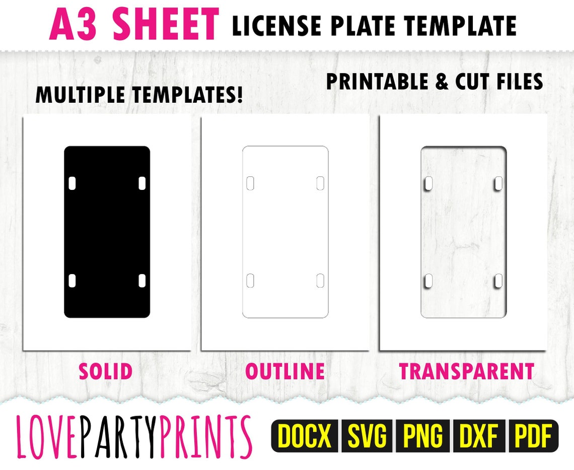 License Plate Template SVG, PDF, Png, Dxf, Blank License Plate Template ...