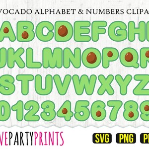 AVOCADO FONT SVG Png Pdf Clipart Font Avocado Alphabet - Etsy UK
