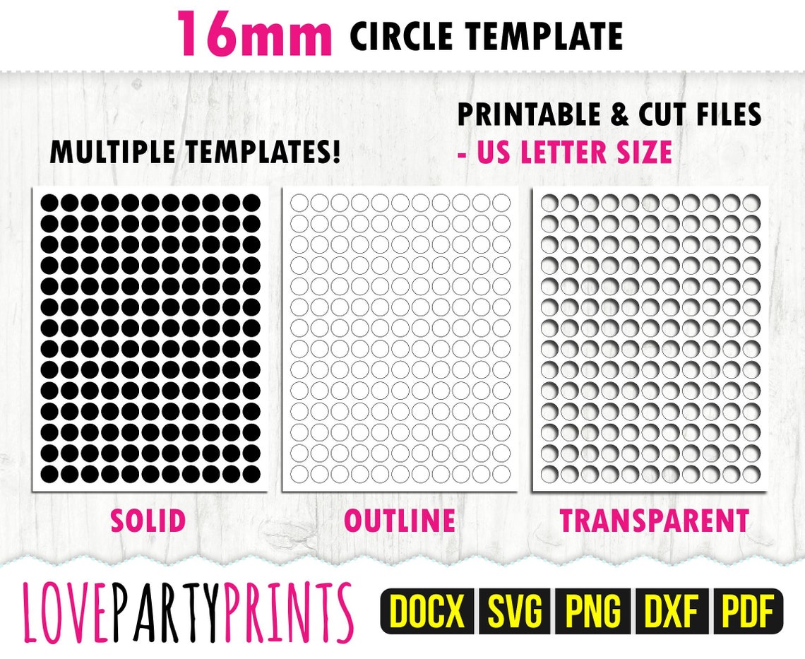 16mm Circle Template SVG PDF Png Dxf Blank Circle - Etsy UK