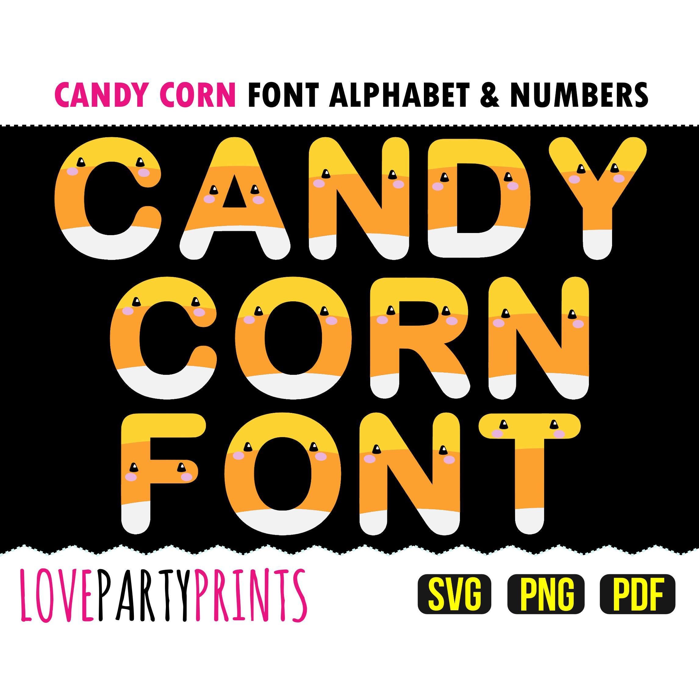 CANDY CORN ALPHABET Svg, Png and Pdf Files, Candy Corn Font, Candy Corn ...