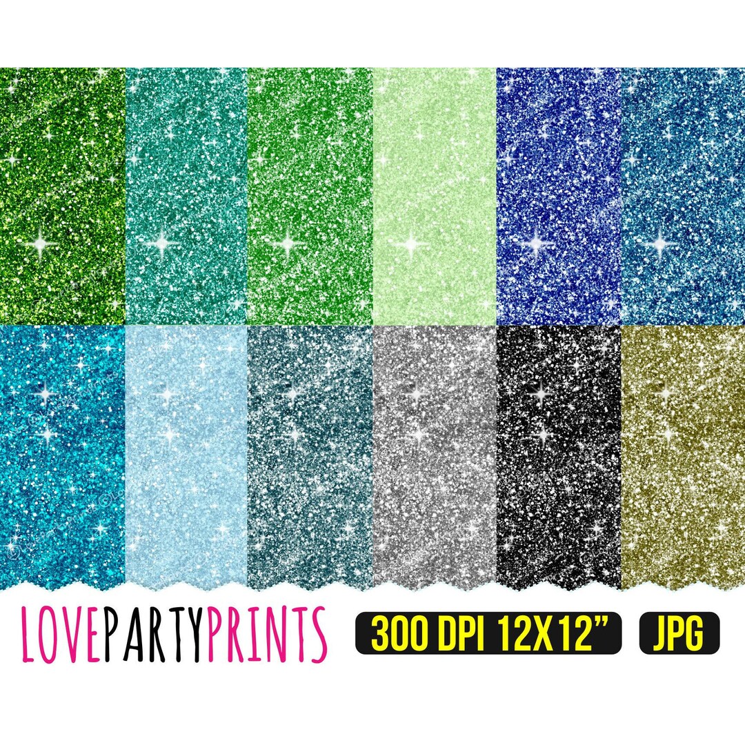 Glitter Digital Paper, 12x12" JPG 300dpi, Scrapbook Paper, Green ...