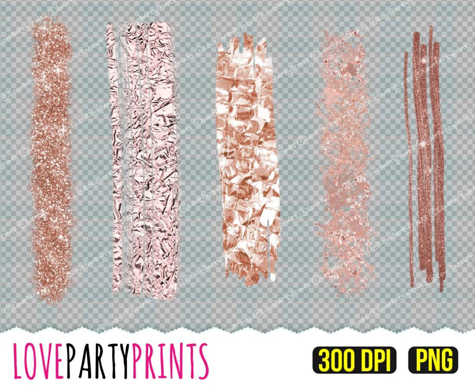 Rose Gold Brush Strokes Clipart PNG Format 300dpi Rose Gold - Etsy