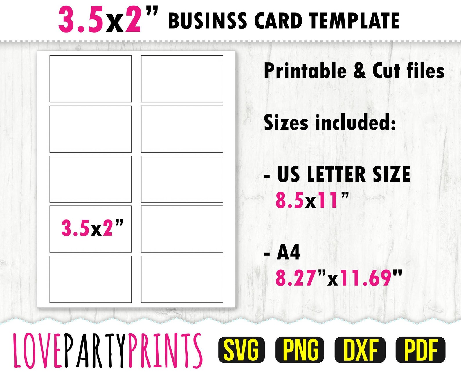 Business Card Template SVG PDF Png Dxf Blank Template - Etsy