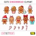 Cute Gingerbread Clipart PNG Bundle, Christmas Kawaii Gingerbread Man ...