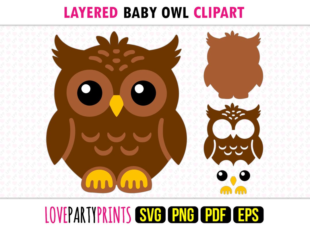 Kids Baby Owl Clipart SVG, PNG EPS Pdf, Cute Woodland Forest Animals ...
