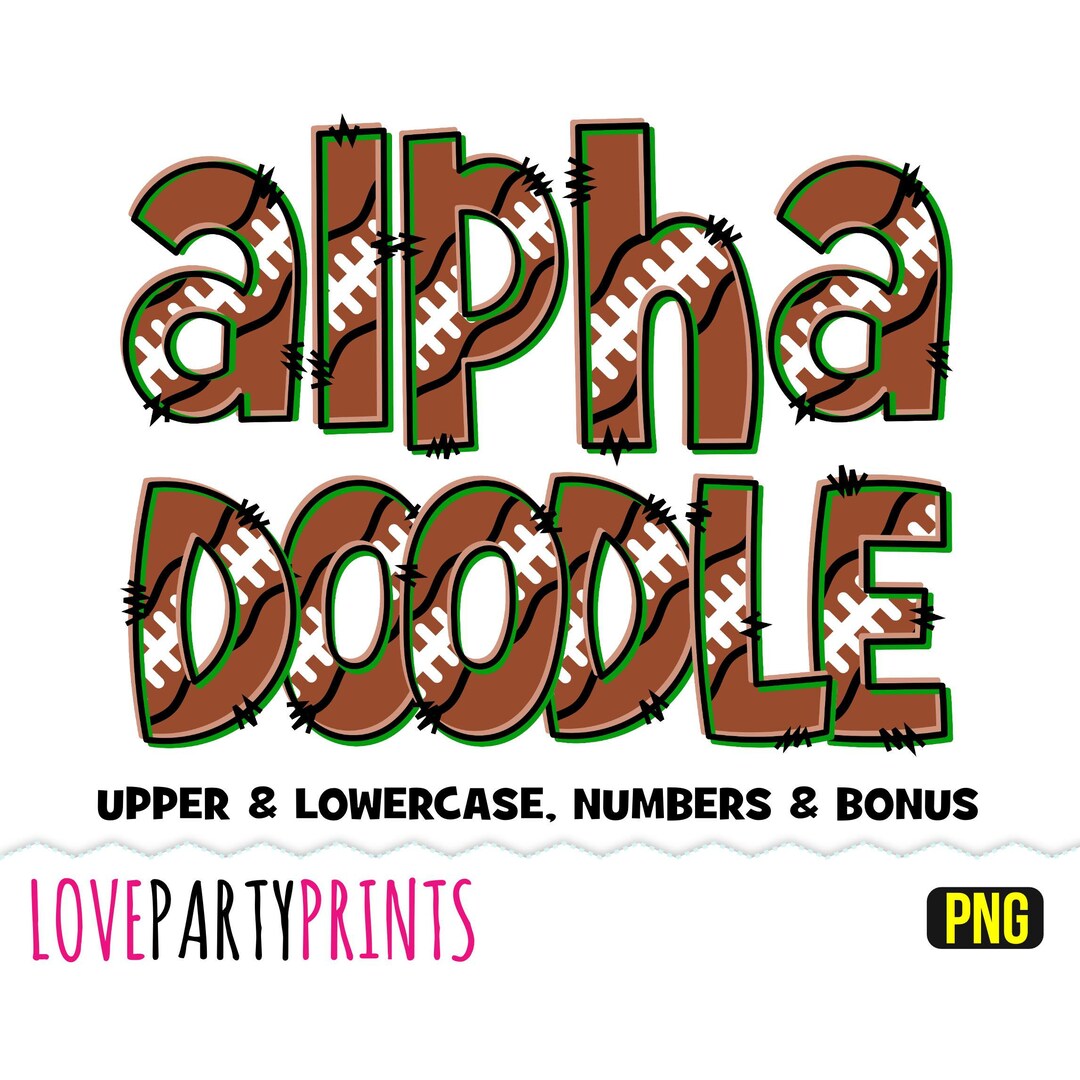 Football Alphabet Doodle PNG Font, Uppercase and Lowercase Alphabet ...