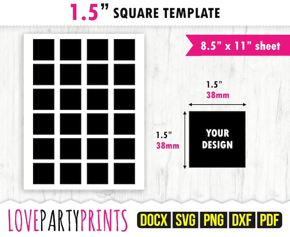 1.5inch Square Template SVG PDF Png Dxf Blank Square - Etsy UK