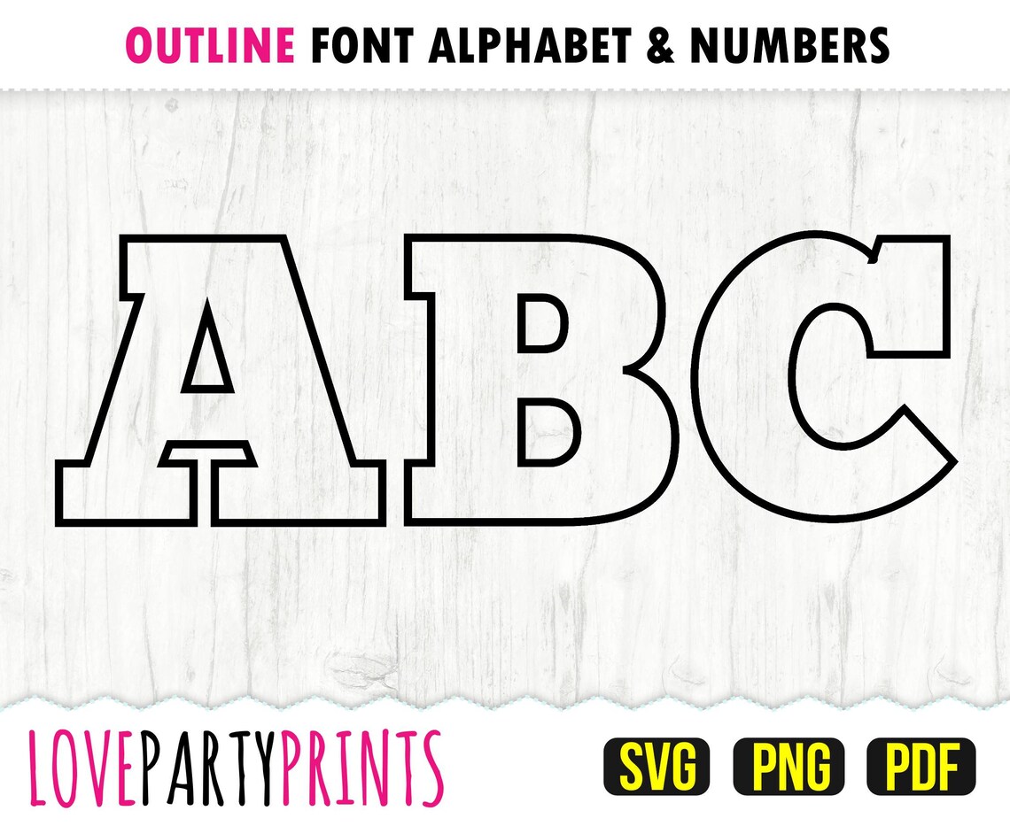 OUTLINE LETTERS and Numbers SVG Png and Pdf Files 300dpi - Etsy