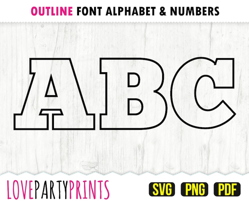 OUTLINE LETTERS and Numbers SVG Png and Pdf Files 300dpi - Etsy UK