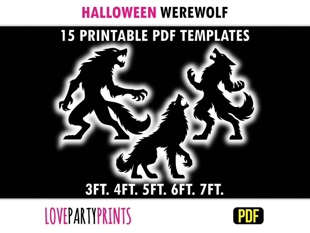 Werewolf Lawn Templates PDF Letter Size Printable Spooky Halloween ...