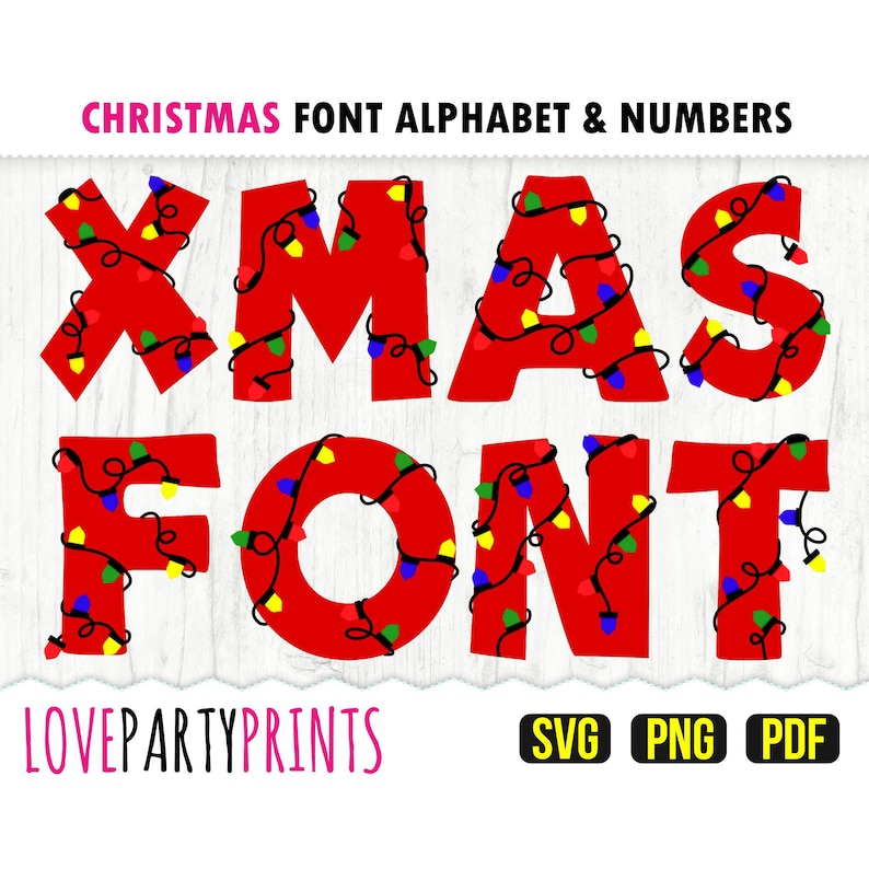 CHRISTMAS FONT SVG, Png and Pdf Files, 300dpi High Quality, Silhouette ...