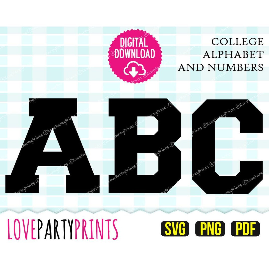 VARSITY LETTERS and Numbers SVG, Png and Pdf Files, 300dpi High Quality ...