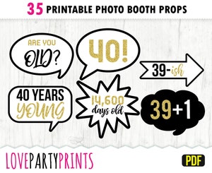 40th Birthday Printable Photo Booth Props Rose Gold Black - Etsy Canada