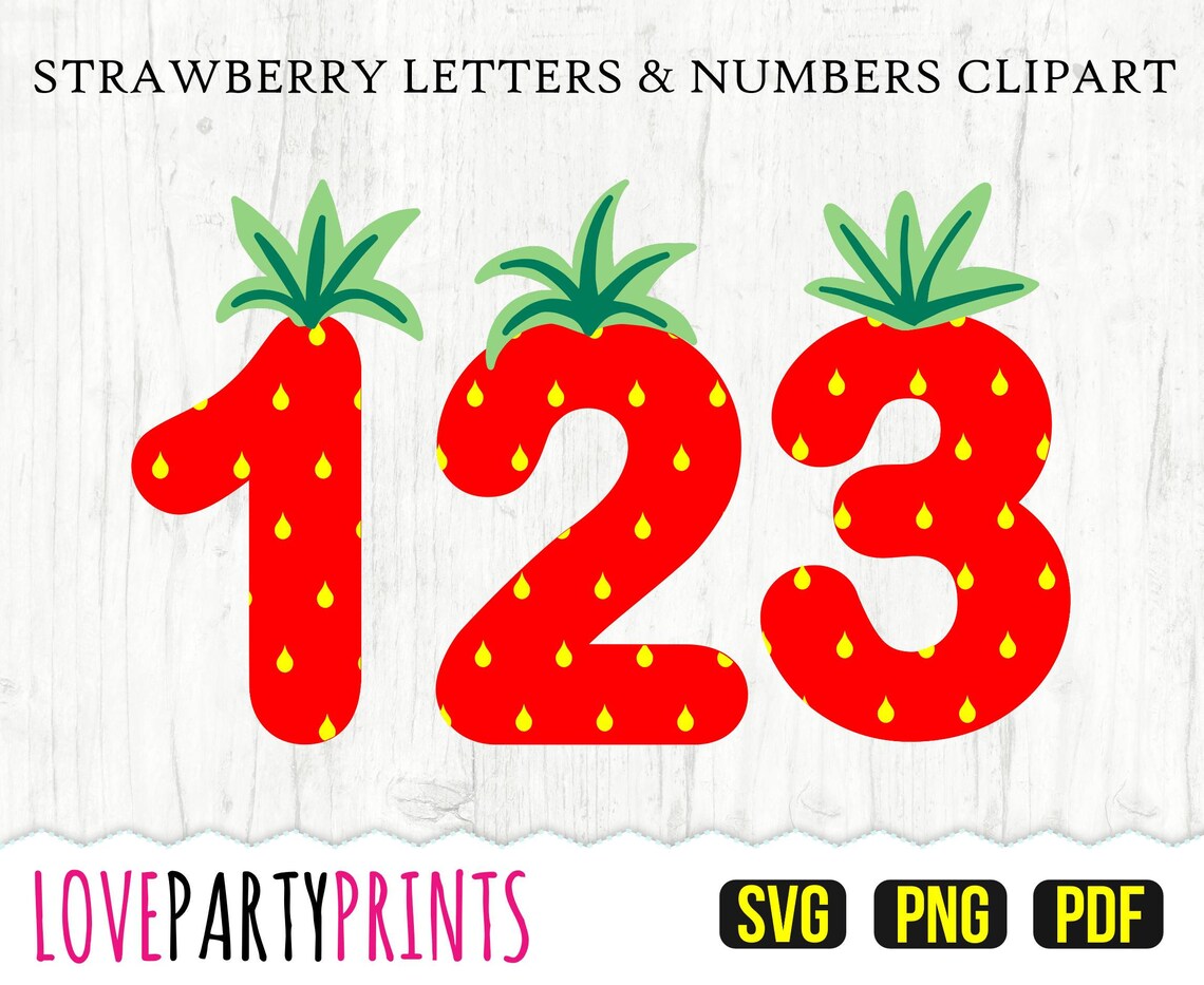 STRAWBERRY FONT SVG Png and Pdf Files 300dpi High Quality | Etsy Canada