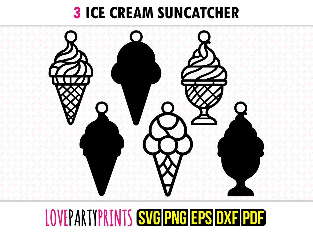 Ice Cream Suncatcher SVG, DXF, PNG, Pdf, Eps, Summer Ornament Sun ...