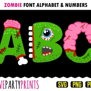 Zombie Font SVG, PNG, Pdf, Full Alphabet and Numbers, Zombie Horror ...