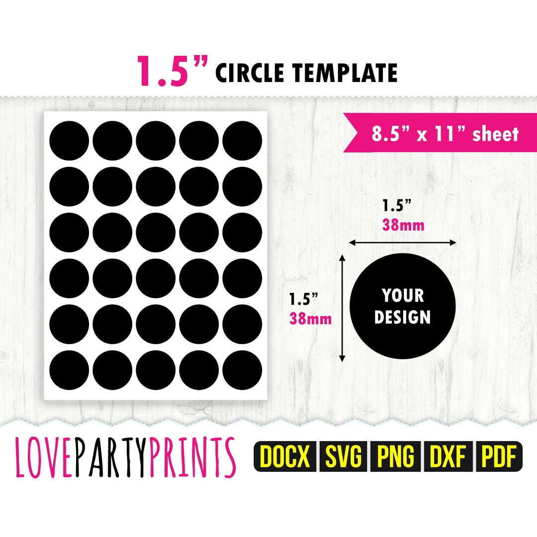 Circle Template SVG, PDF, Png, Dxf, 1.5" Blank Circle Template, Round ...