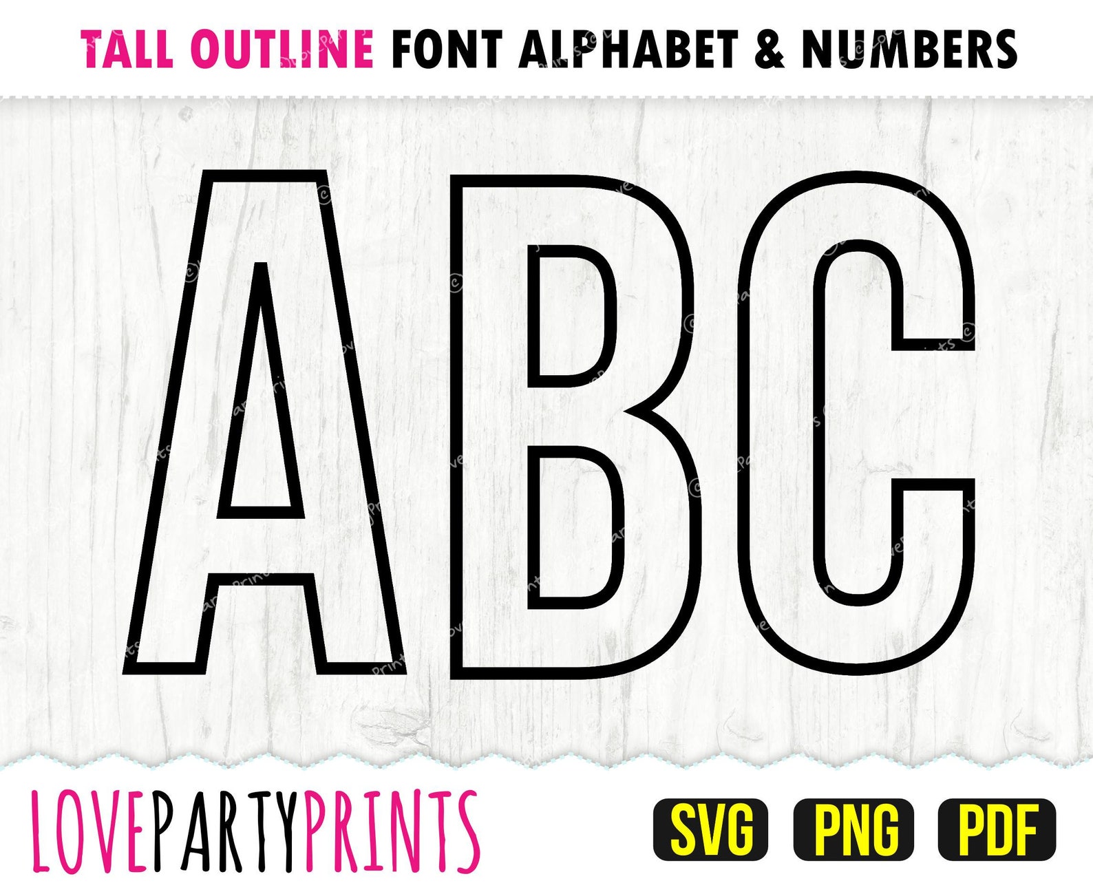 SKINNY Outline Letters and Numbers SVG Png and Pdf Files - Etsy UK