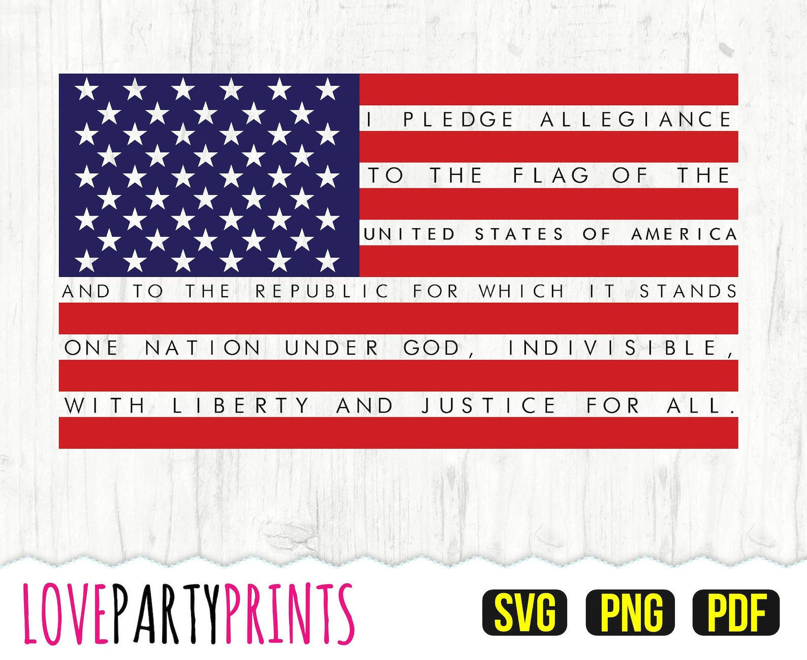 Pledge Of Allegiance Svg Dxf Png Pdf 4th Of July Svg Etsy Hong Kong