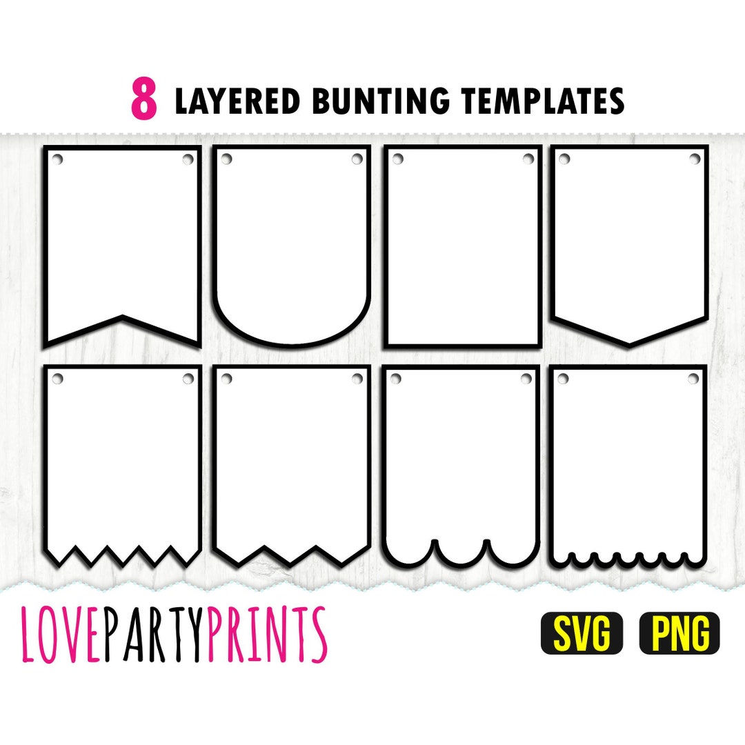 Bunting Svg, Bunting Banner Svg, Bunting Bundle, 8 Templates, Dual ...