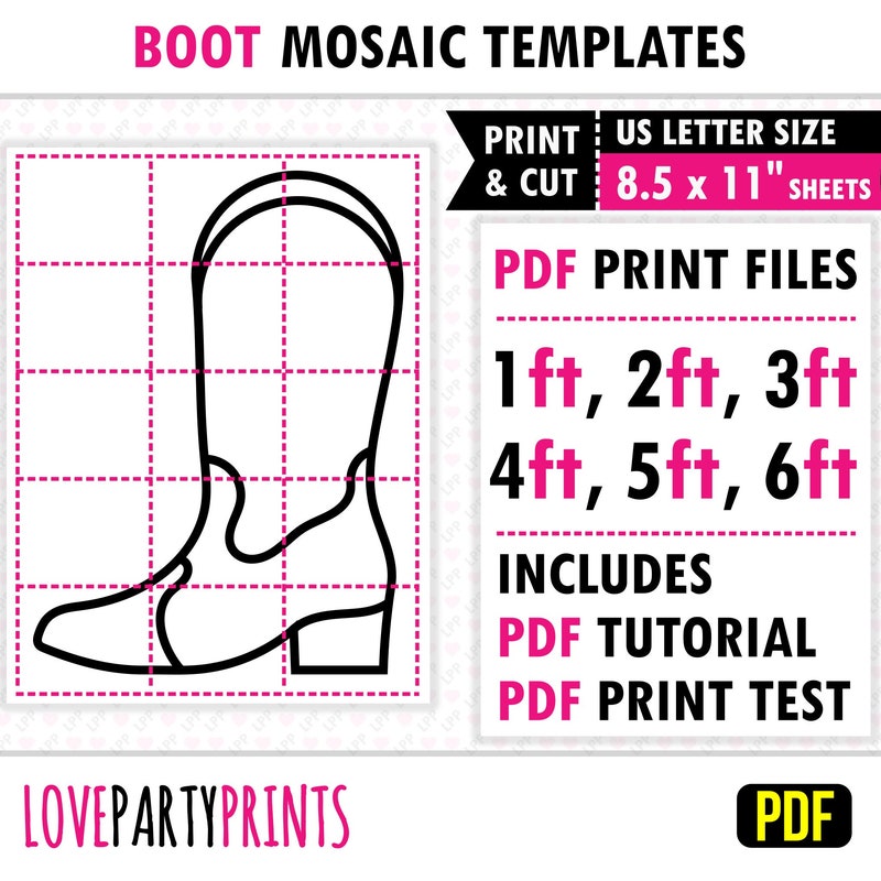 Cowboy Boot Pattern Printable - Etsy
