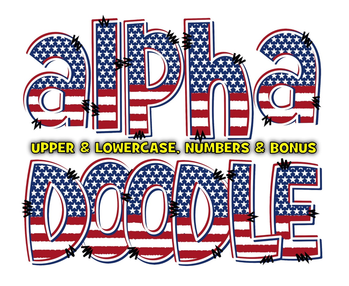 Flag Alphabet Letters Numbers Doodle PNG Font Uppercase & - Etsy UK