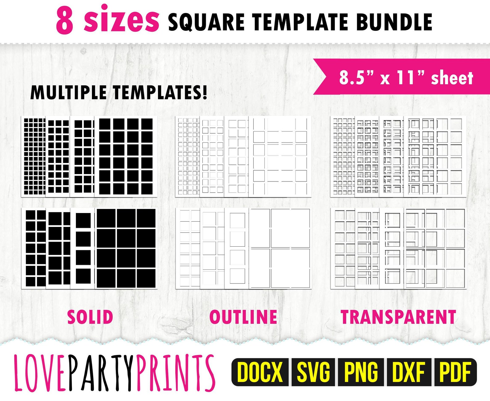 Square Template Bundle SVG PDF Png Dxf Blank Template - Etsy