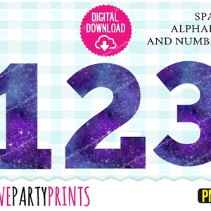 GALAXY FONT PNG Files, Starry Night Sky Alphabet and Numbers, 300dpi ...