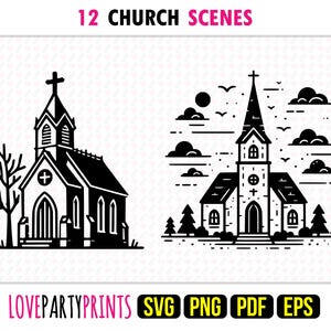 Church Scene SVG Bundle, PNG, EPS, Pdf, Christian Religion Scenes ...