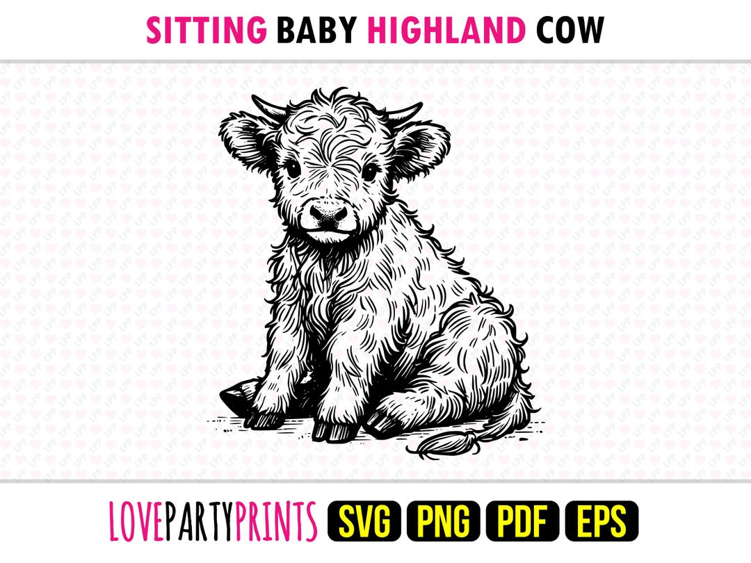 Baby Highland Cow SVG, PNG, EPS, Pdf, Line Drawn, Machine Cut Laser Cnc ...