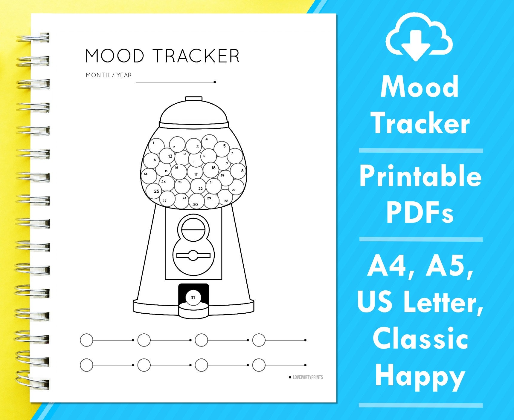 Monthly Mood Tracker PDF Printable Mood Tracker Daily | Etsy