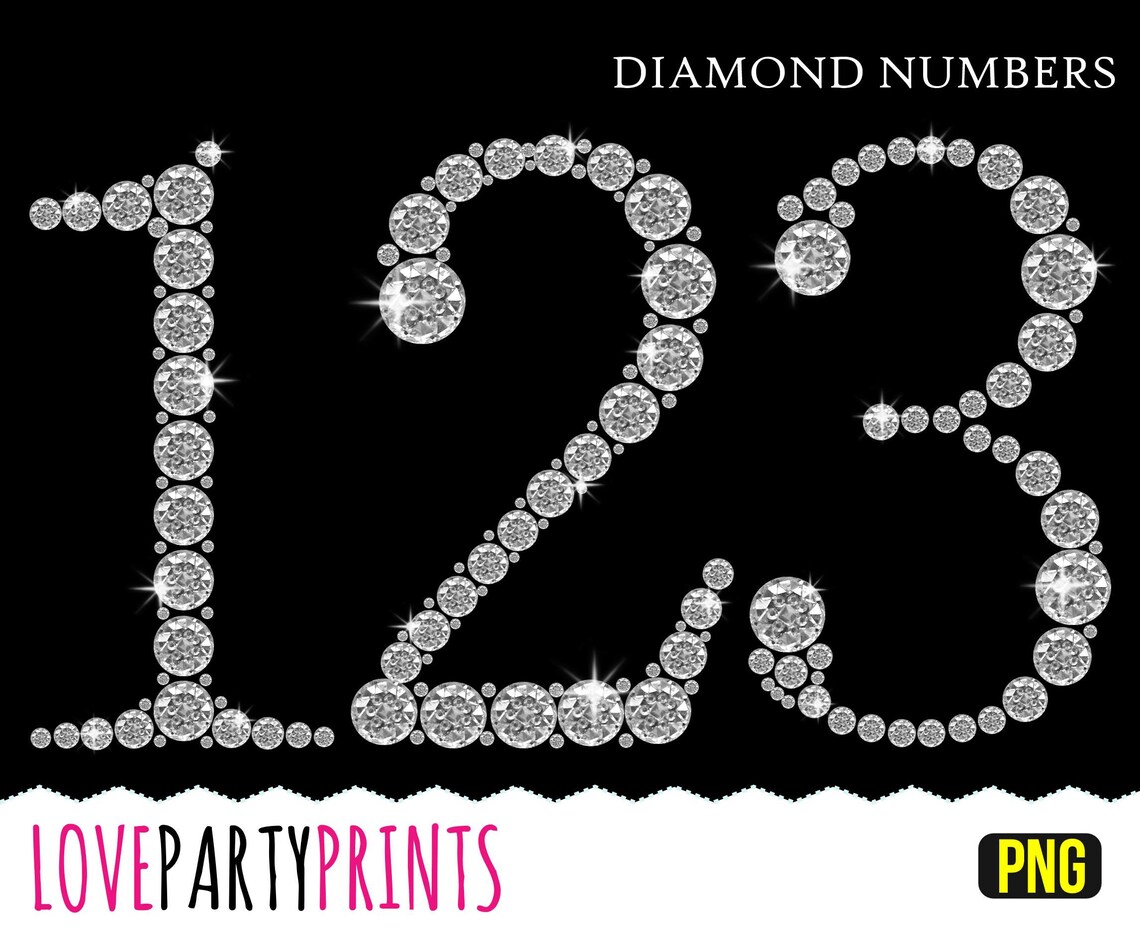 DIAMOND NUMBERS PNG Files Sparkle Numbers Gemstone Numbers - Etsy